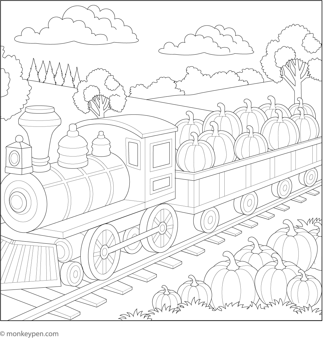 train coloring book page