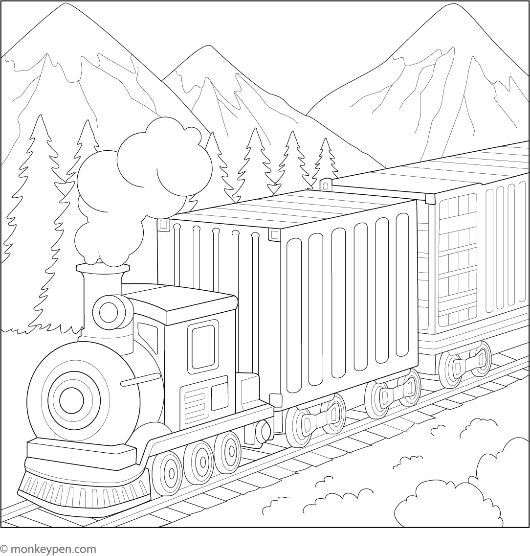 cargo train coloring pages