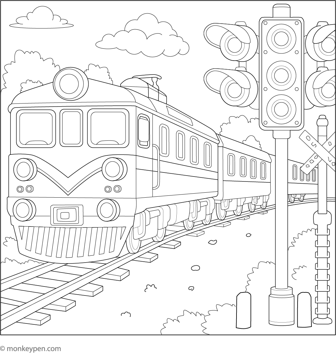 free train coloring pages for adults