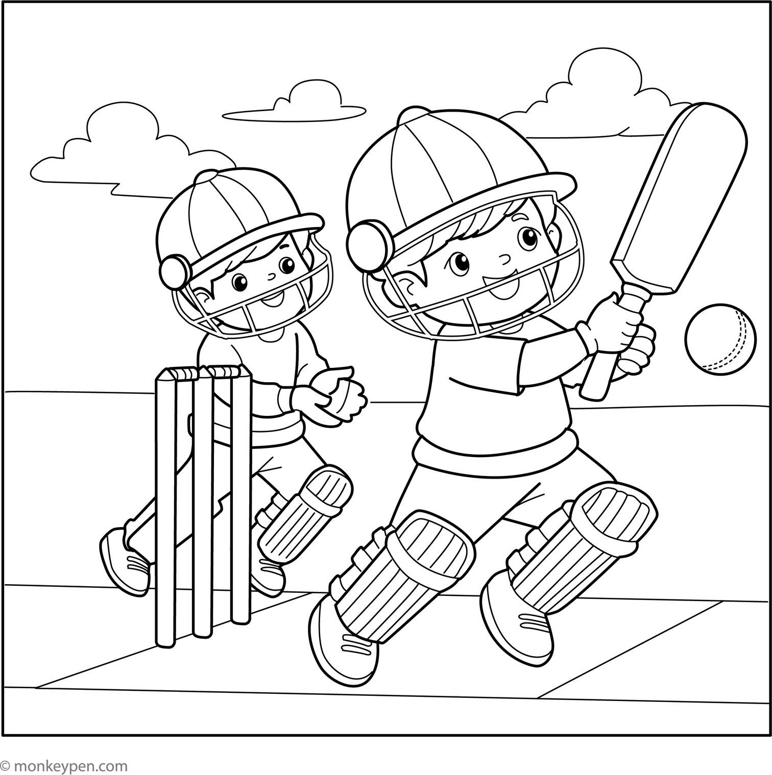Free Printable Cricket Coloring Page for Kids
