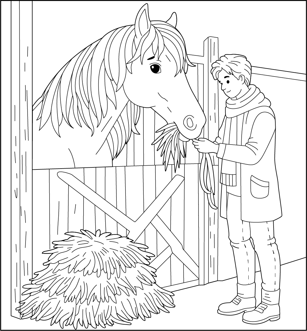 Horse In Stable Coloring Page