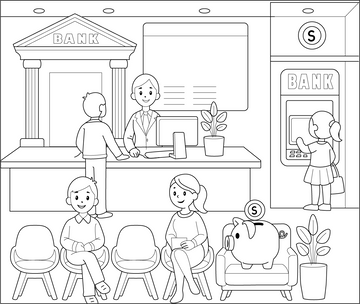 Bank Coloring Page For Children