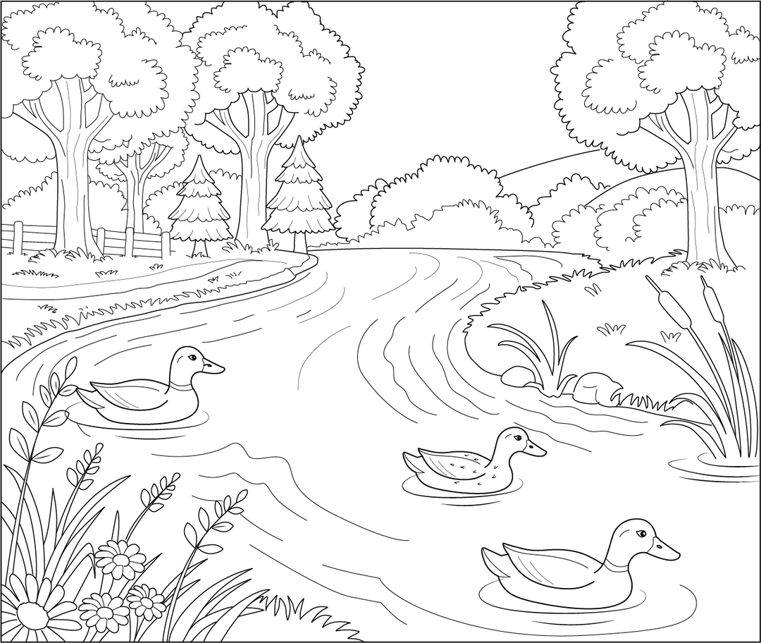 River Coloring Page – Free Printable PDF for Kids Fun