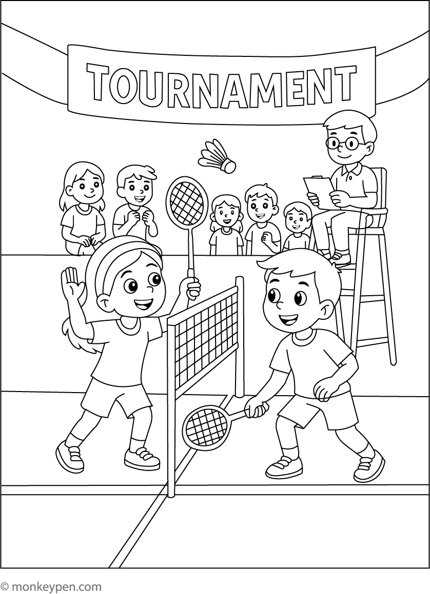 Badminton | Free Kids Coloring Page