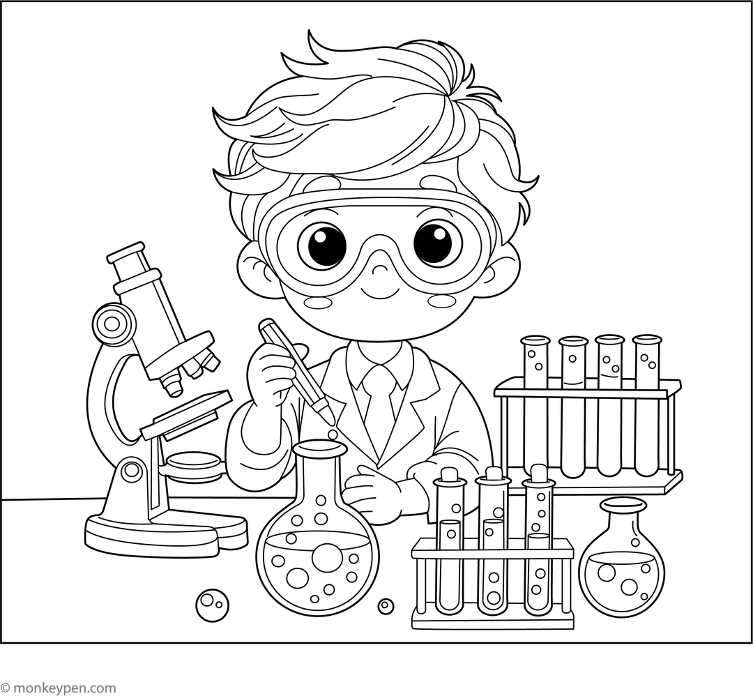 Free Printable Scientist Coloring Page for Kids