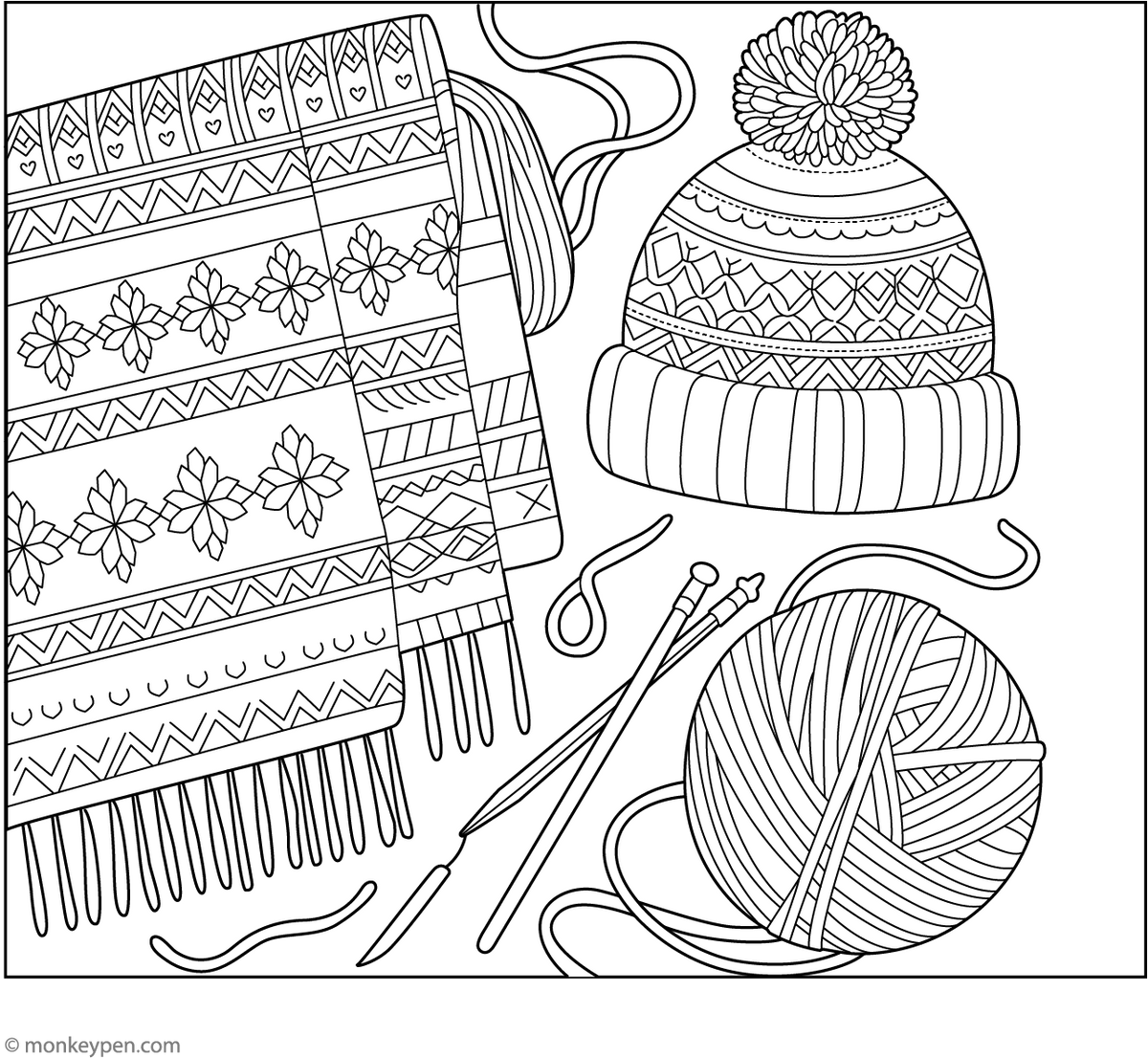 Knitting Coloring Page