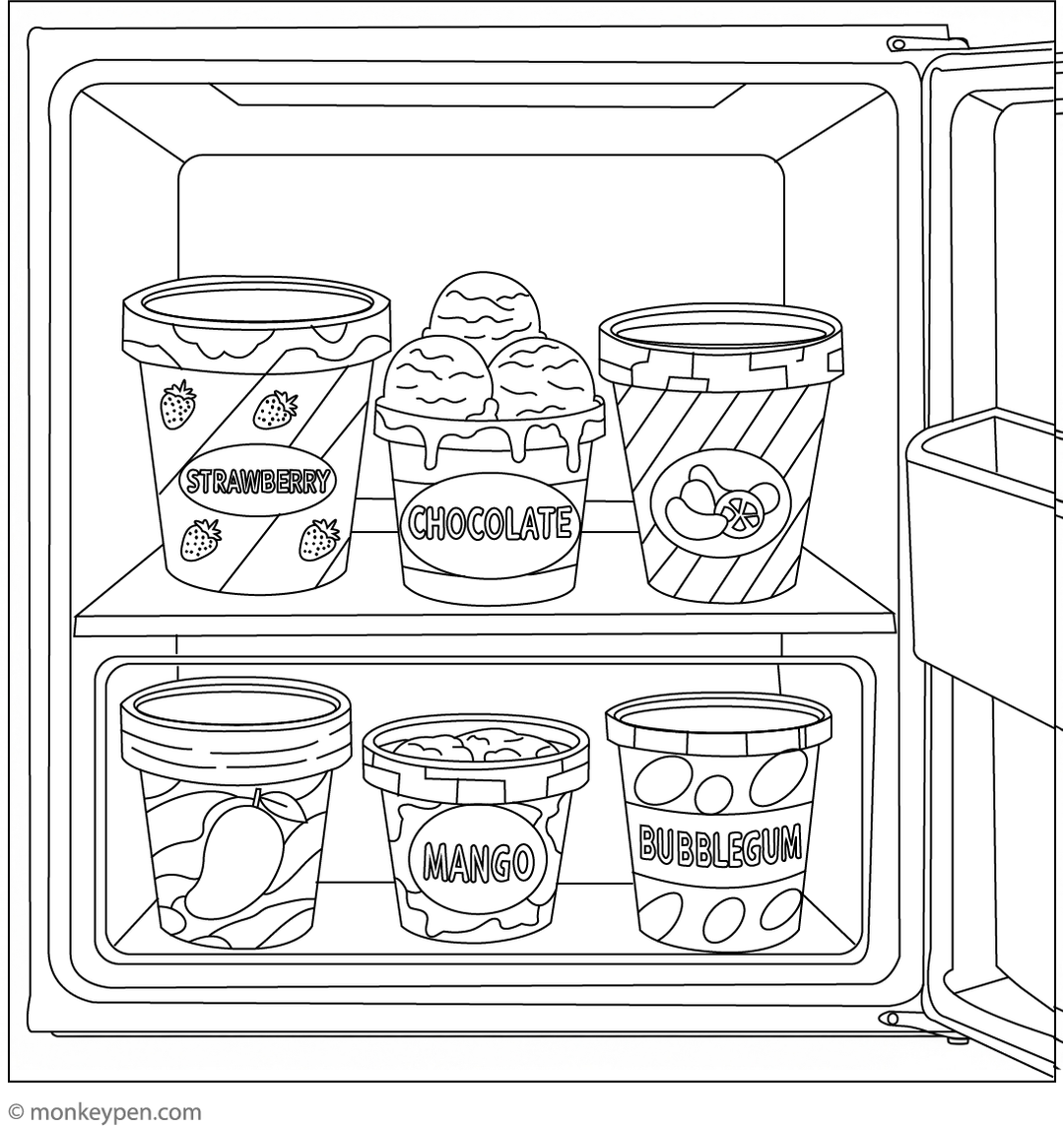 Ice Cream Freezer | Free Coloring Page