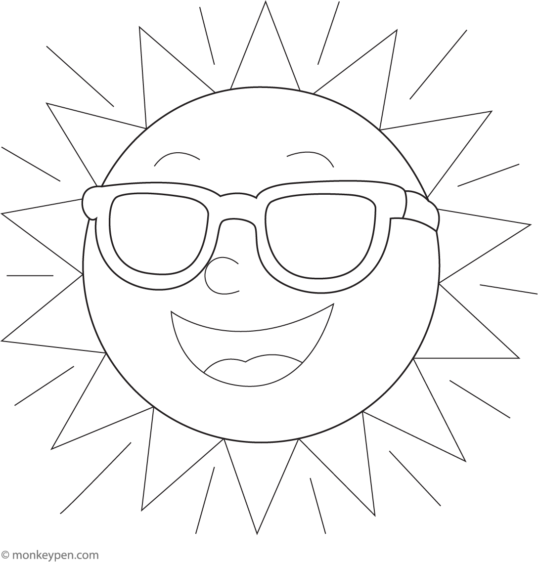 Smiling Sun with Sunglasses | Free Coloring Sheets for Toddlers