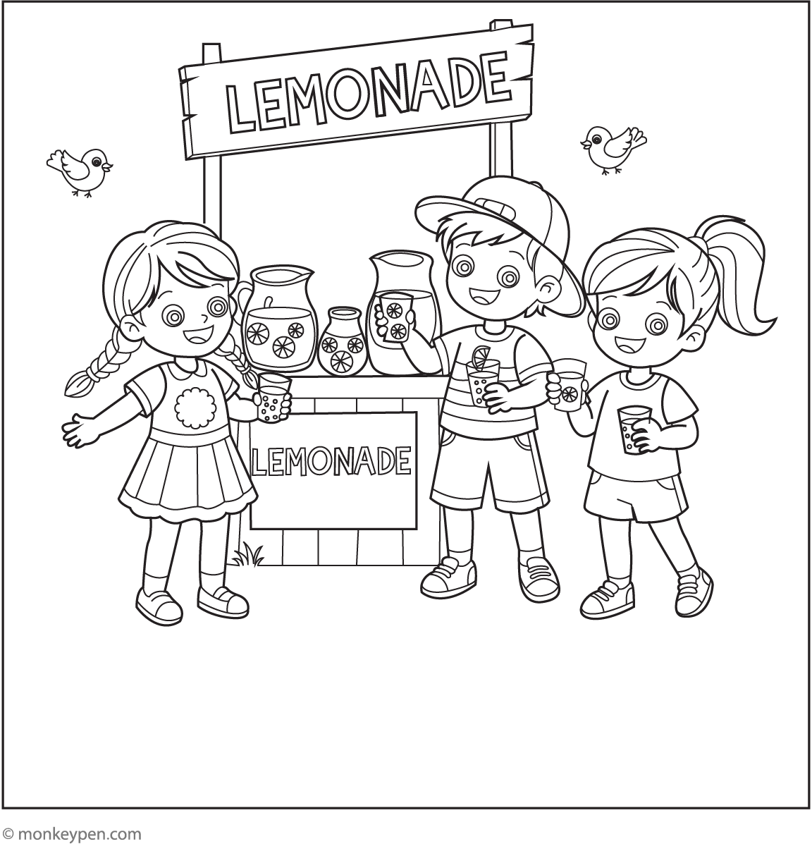 Lemonade Stand | Free Coloring Page