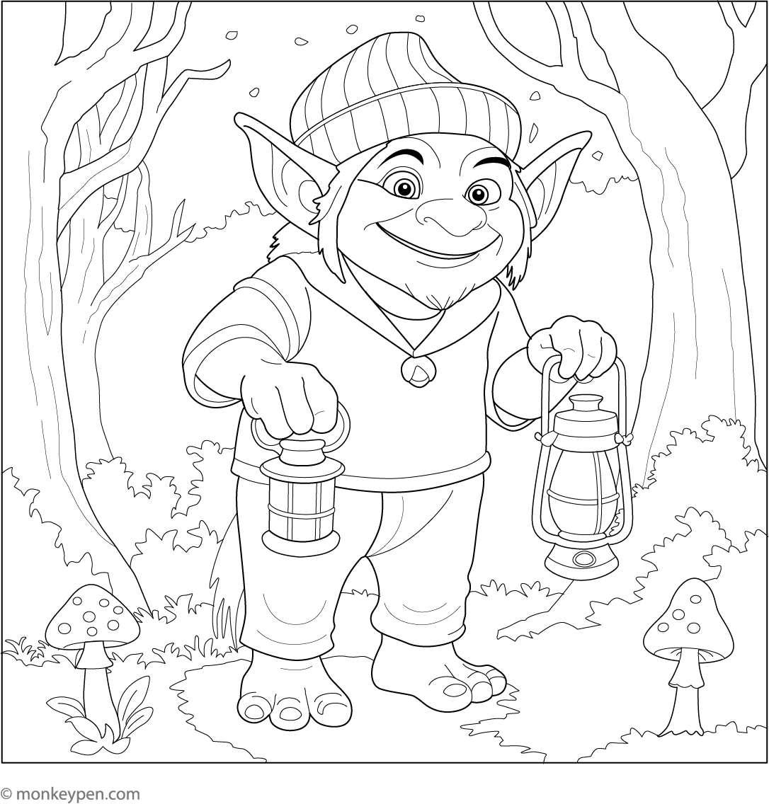Troll with Lantern | Print & Colour – Free Pages for Kids