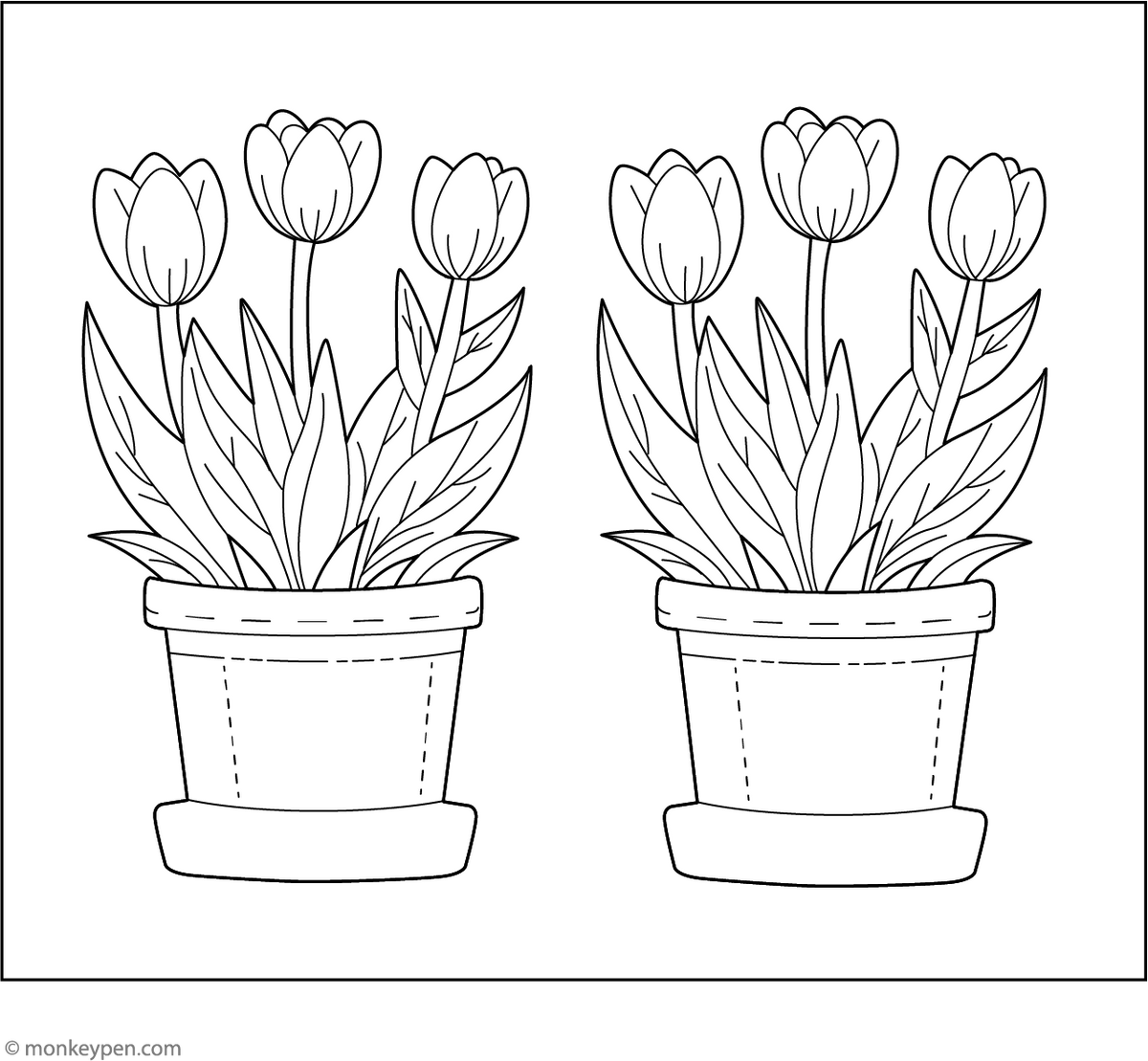 Printable Tulip Coloring Sheet – Flower Fun for Kids