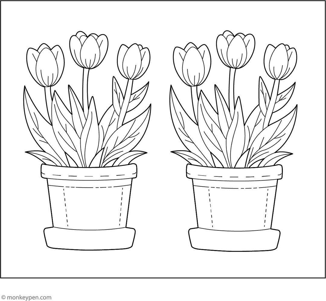 Printable Tulip Coloring Sheet – Flower Fun for Kids