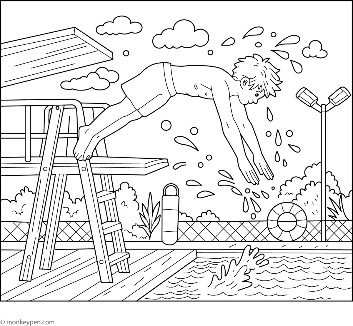 Free Diving Coloring Page – Printable PDF for Kids Fun