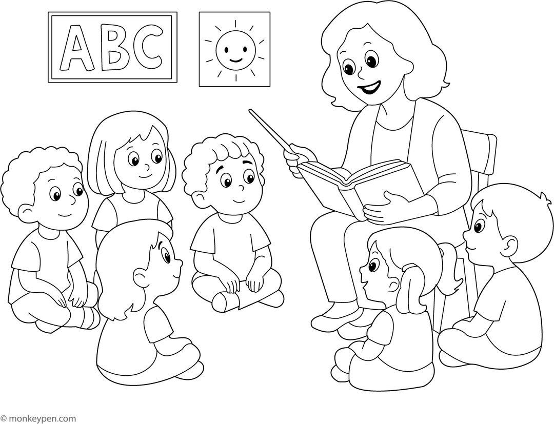 Storytime Circle | Free Kids Coloring Page