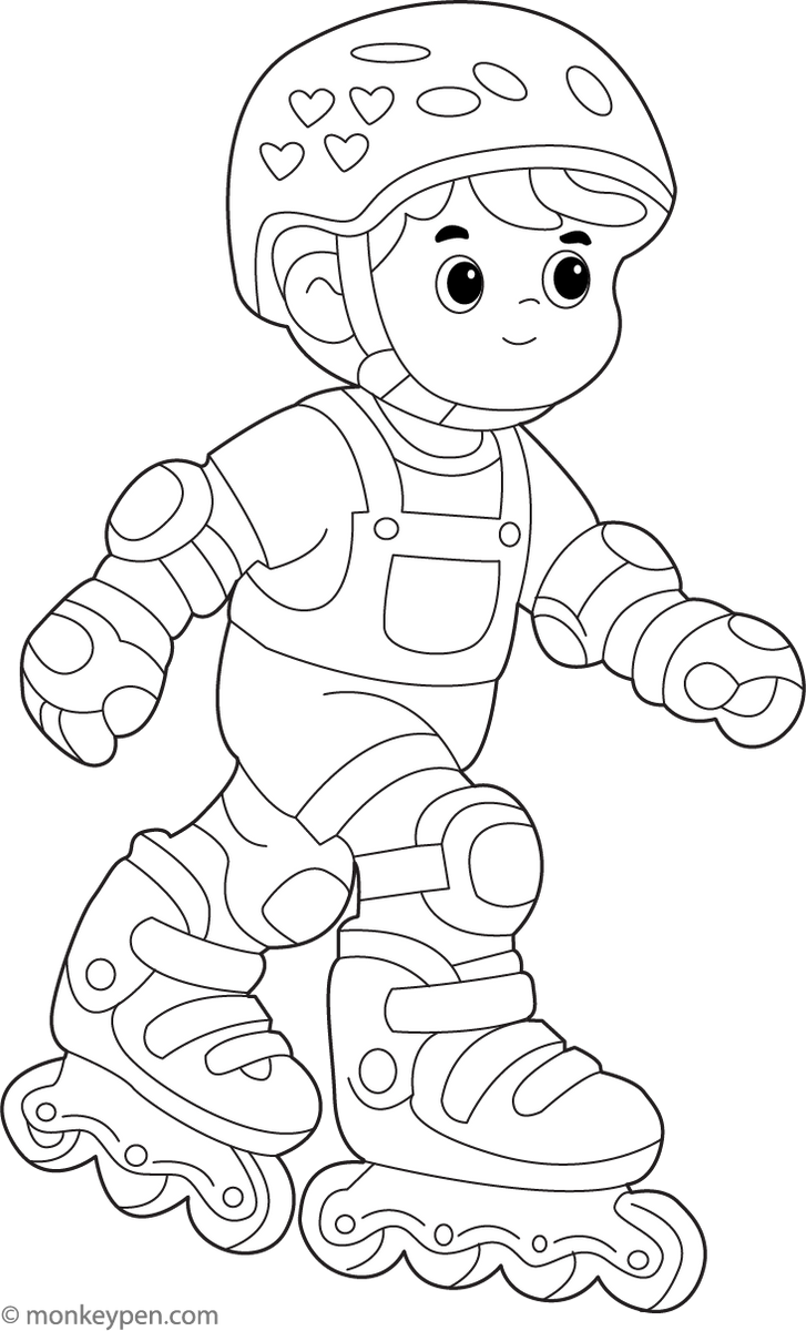 Rollerblading Coloring Page – Printable PDF for Kids