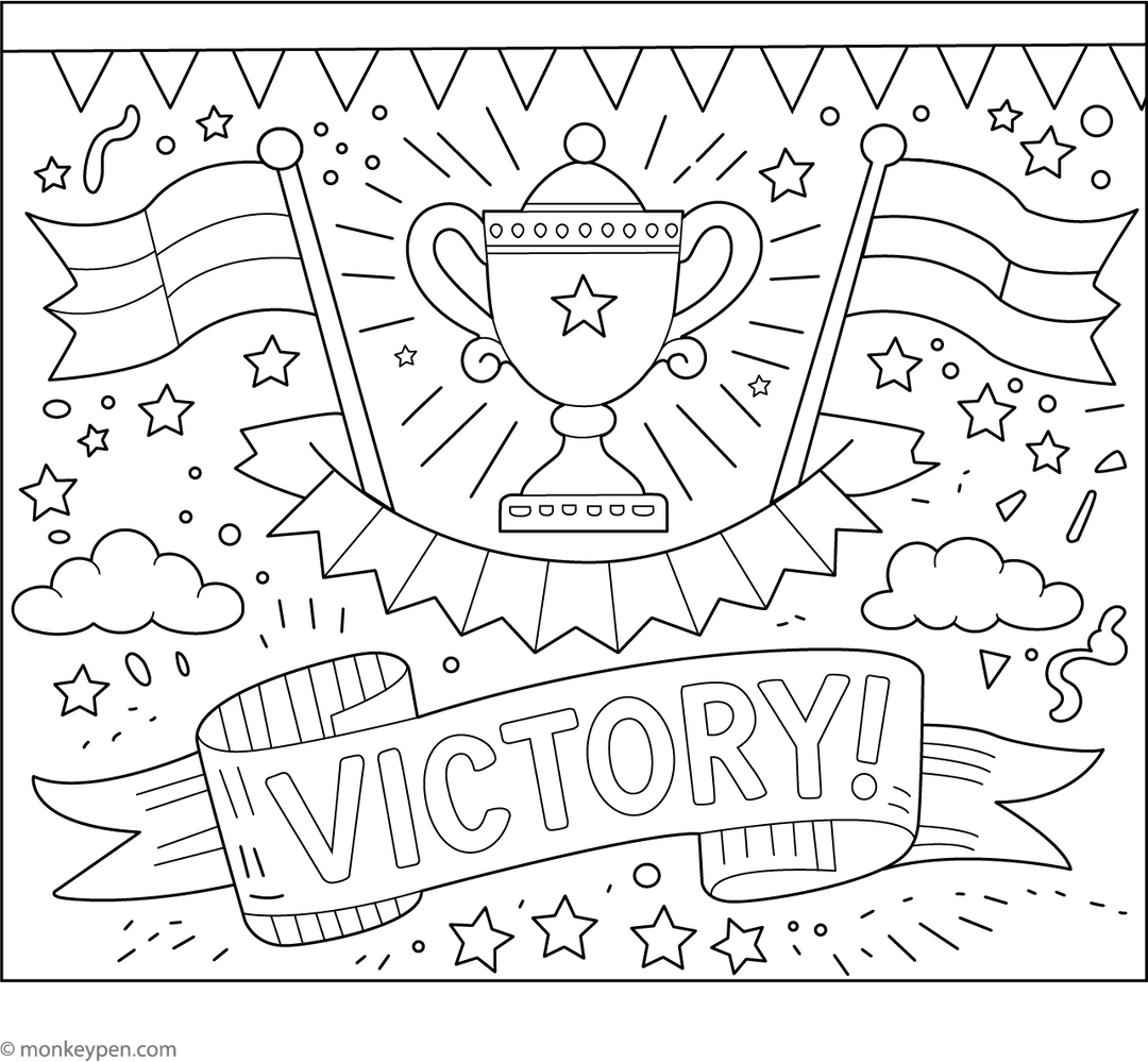 Printable Victory Banner Coloring Page PDF for Children
