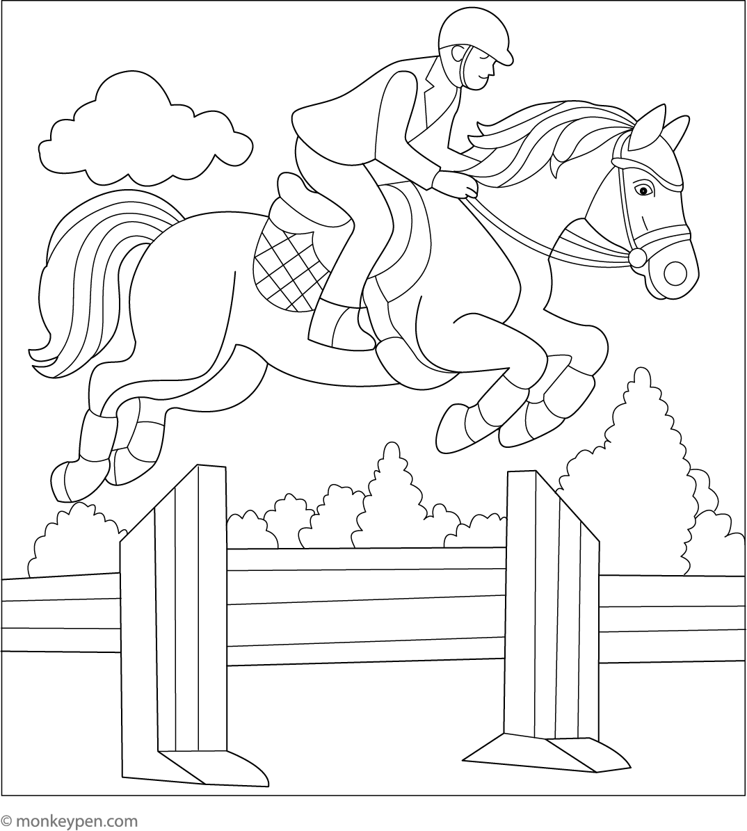 Horse Riding Coloring Page – Free Printable PDF for Kids