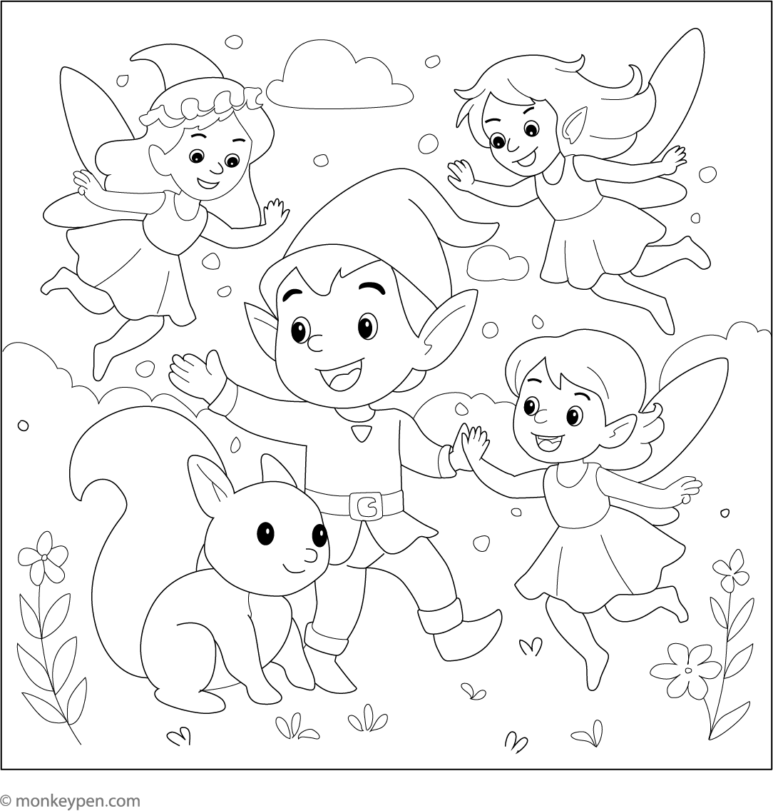 Elf Coloring Book - Printable PDF