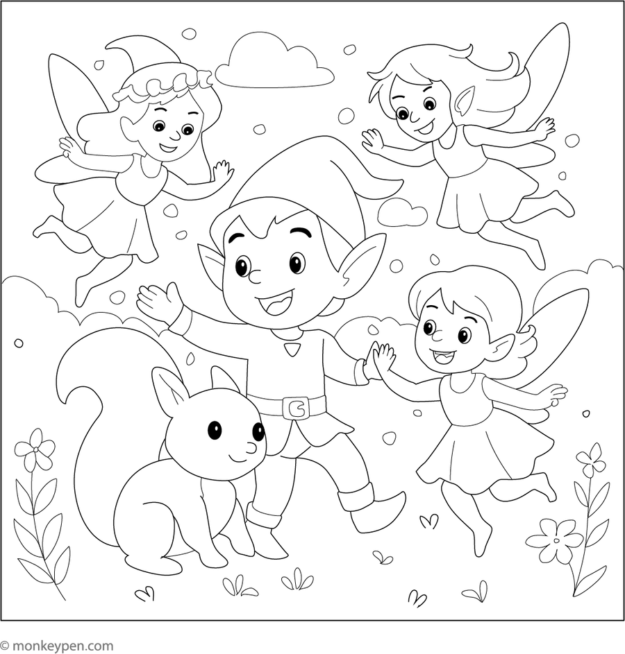 Elf Coloring Book - Printable PDF