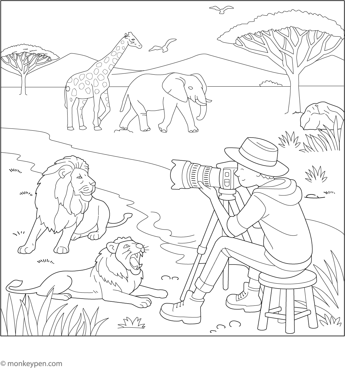 Wildlife Photography Coloring Page