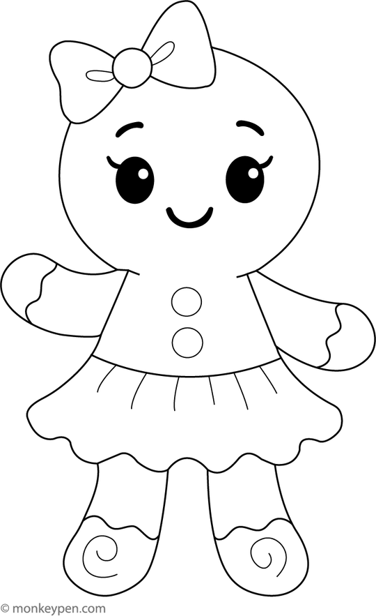 Gingerbread Girl - Free Coloring Page