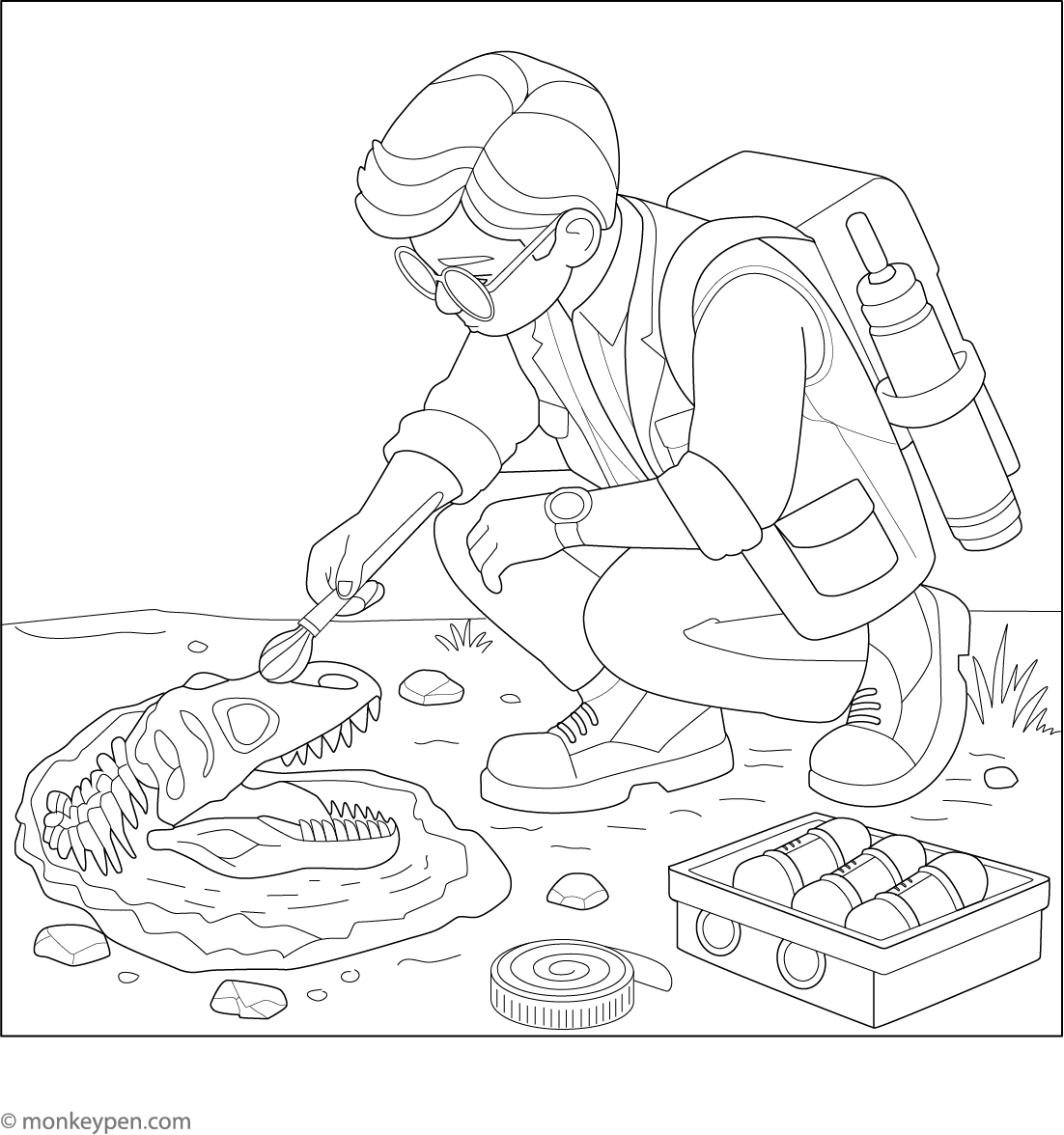 Dinosaur Fossil Coloring Page
