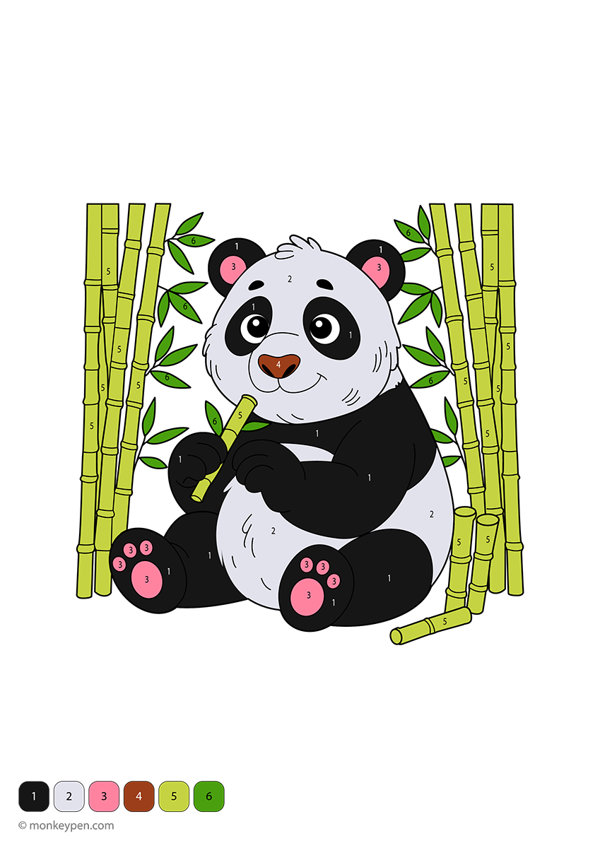 Panda Color by Number – Free Worksheet for Toddlers