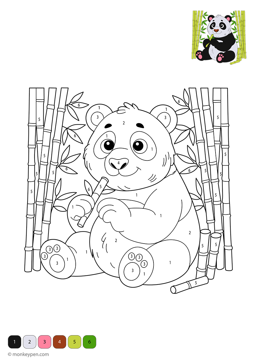 Panda Color by Number – Free Worksheet for Toddlers