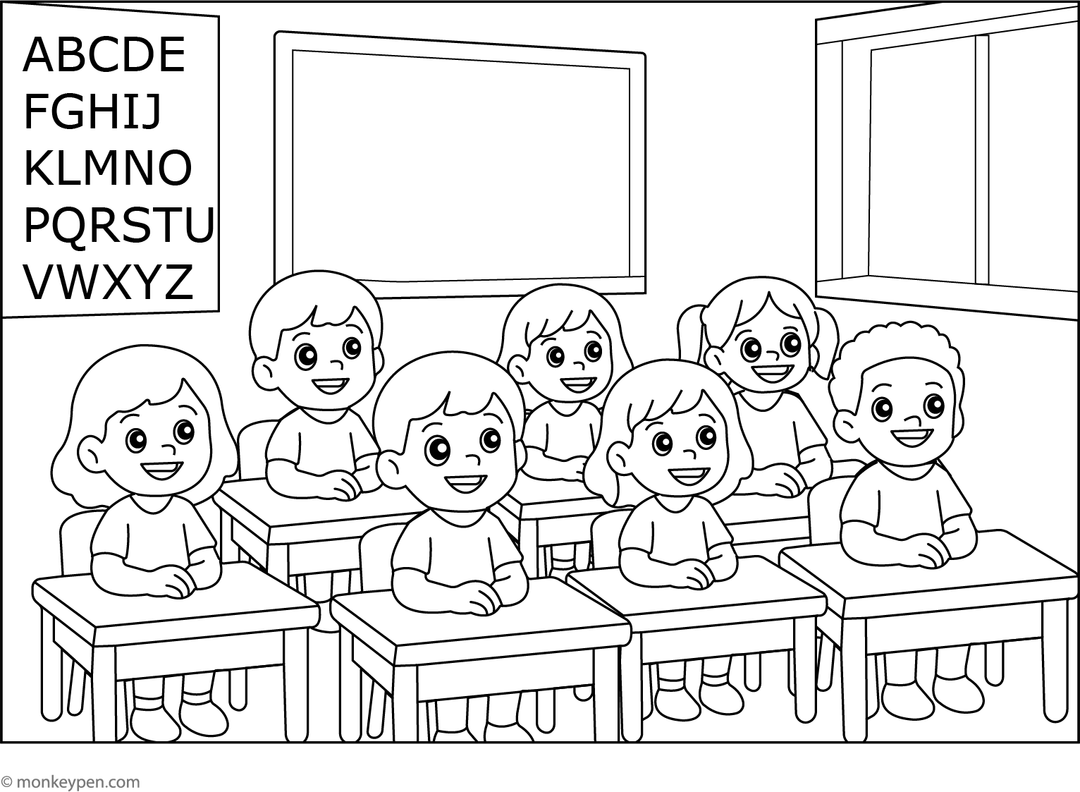 Classroom ColoringFree Printable Classroom Coloring Pages – Instant ...