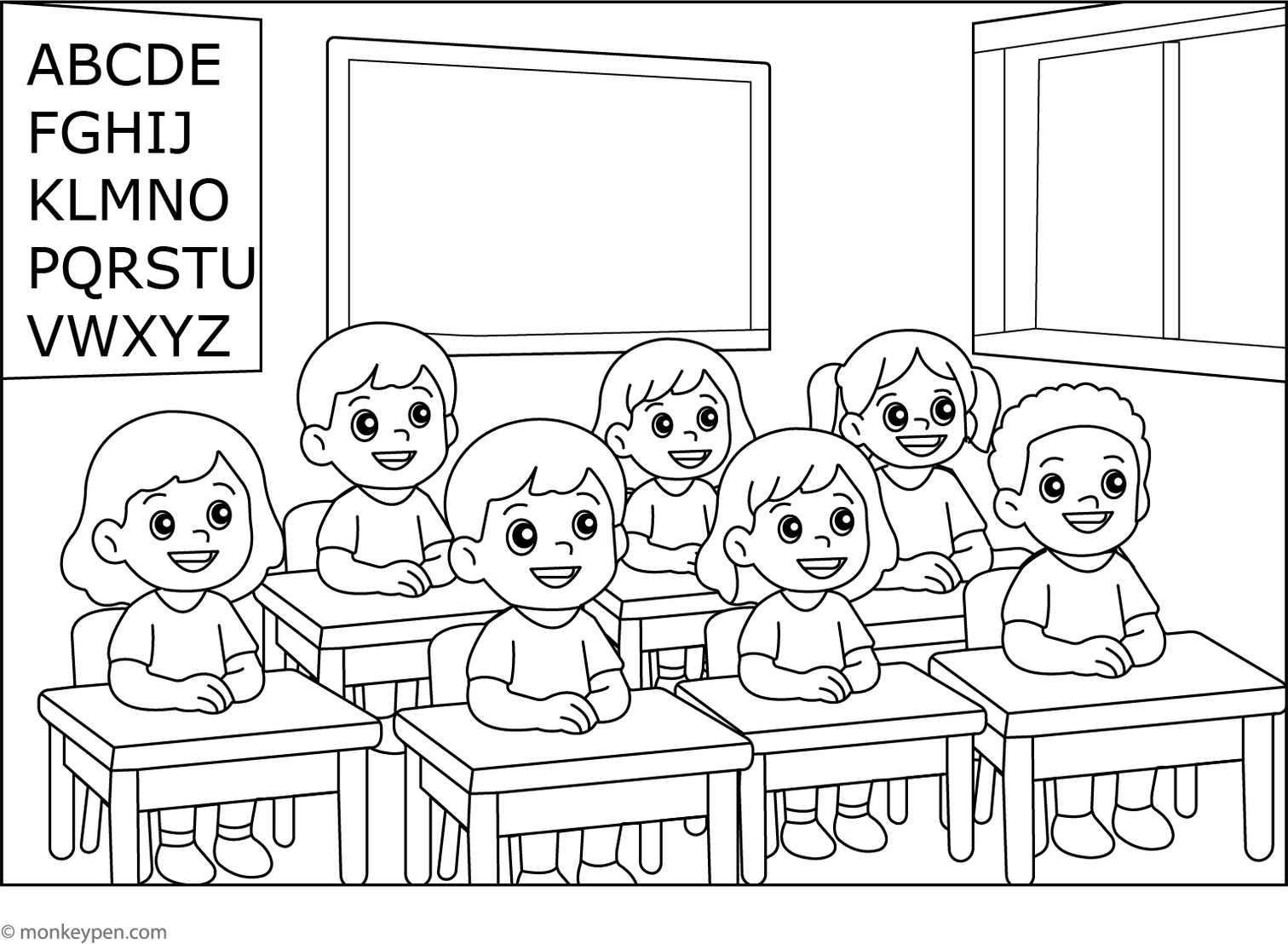 Classroom ColoringFree Printable Classroom Coloring Pages – Instant ...