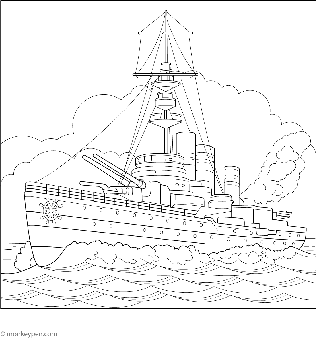 Free War Boat Coloring Page – Printable PDF for Kids