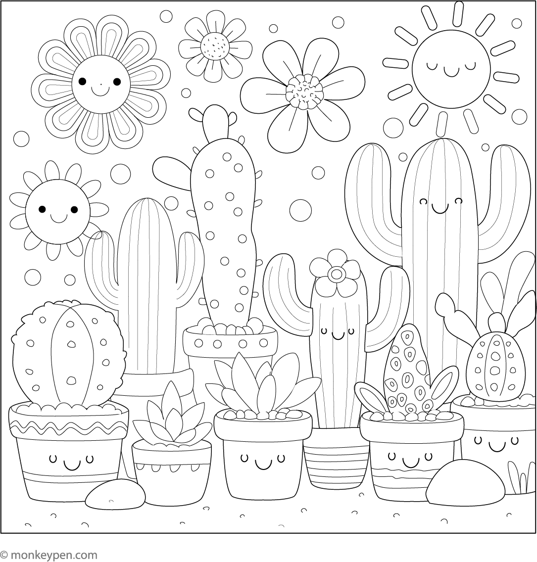 Cactus Coloring Book – Free Printable Desert Plants for Kids