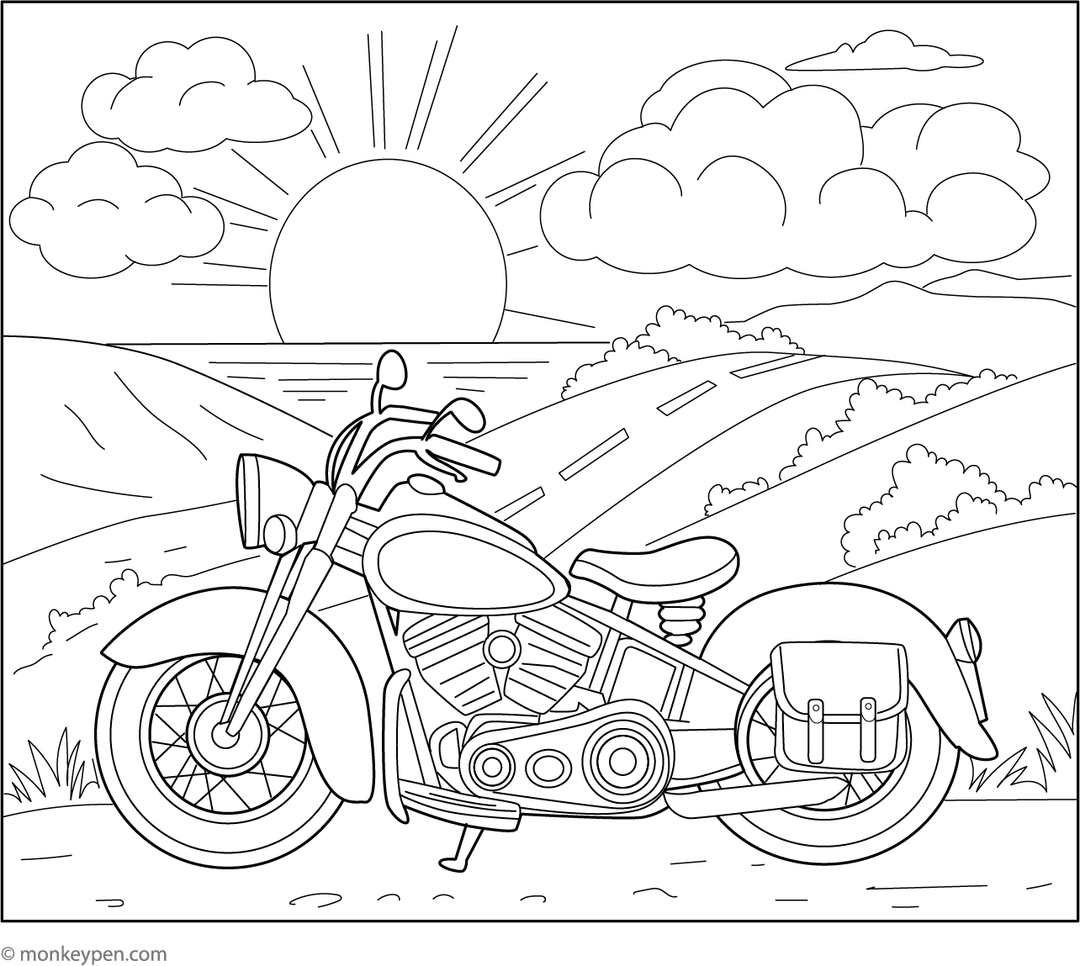 Cool Cruiser in the Sunset | Free Coloring Page