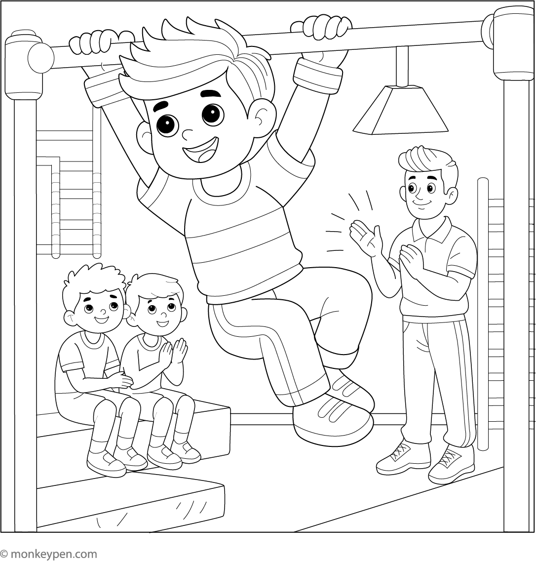 Parallel Bar Practice | Free Coloring Page PDF