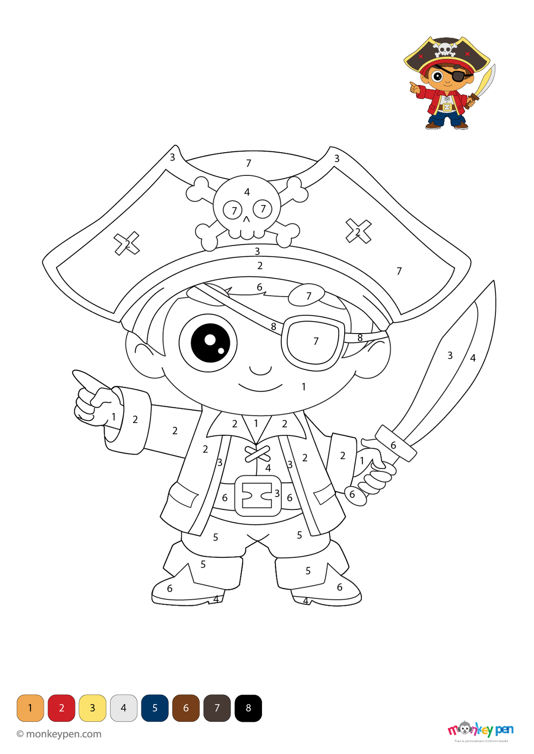 Pirate Color by Number – Fun PDF Download for Toddlers