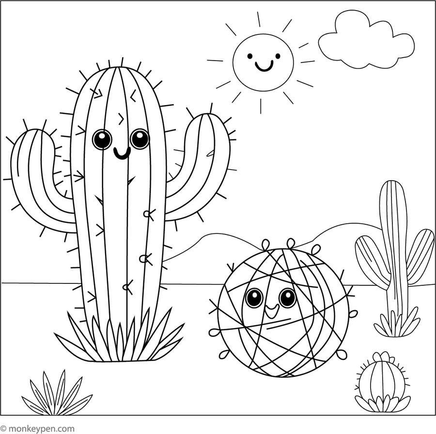 Cactus Coloring Book – Free Printable Desert Plants for Kids