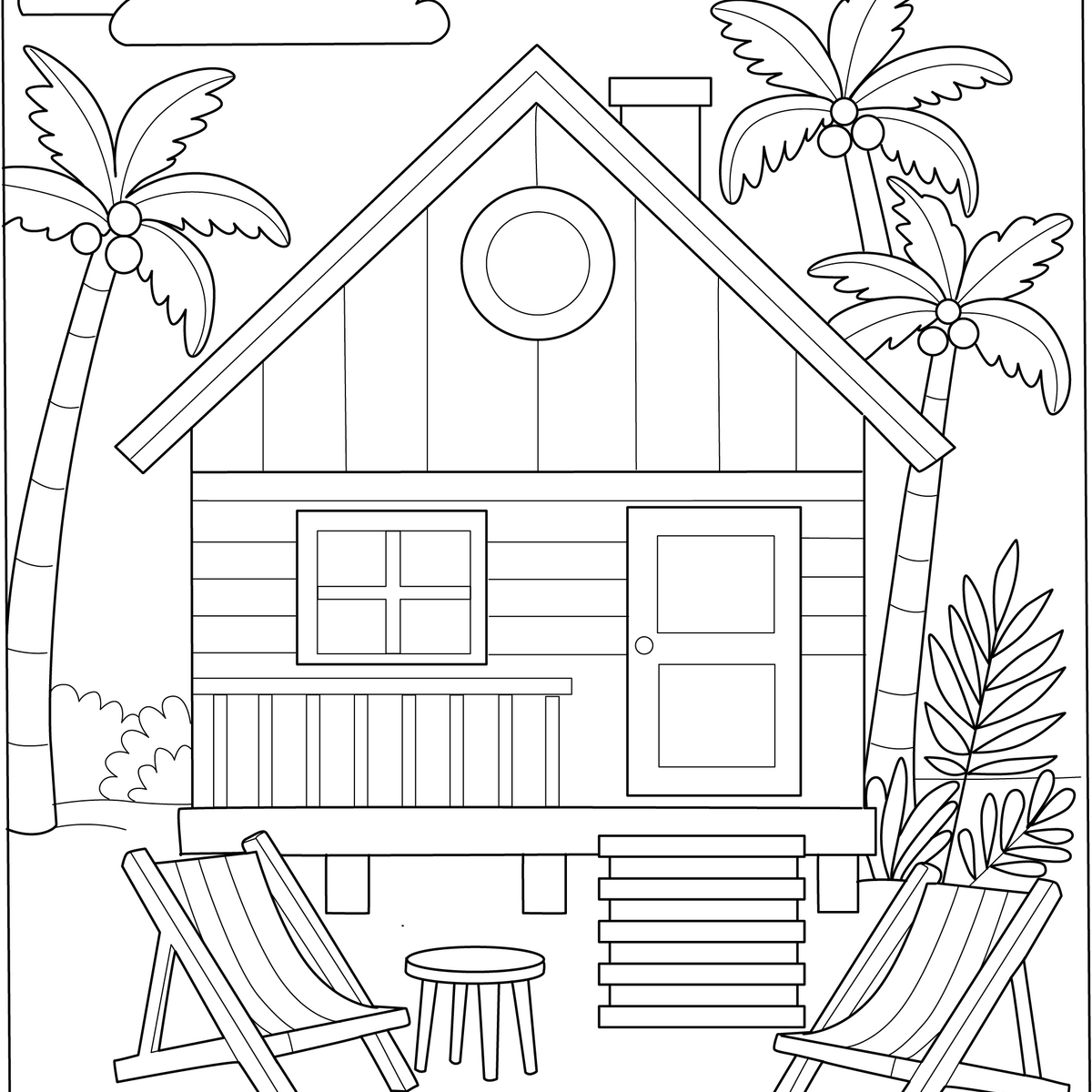 Free Printable Beach House Coloring Sheet – Fun for Kids