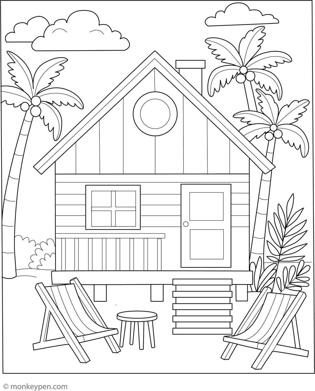 Free Printable Beach House Coloring Sheet – Fun for Kids