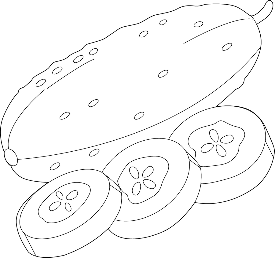 Cucumber Coloring Page – Healthy Vegetable Printable for Kids to Color