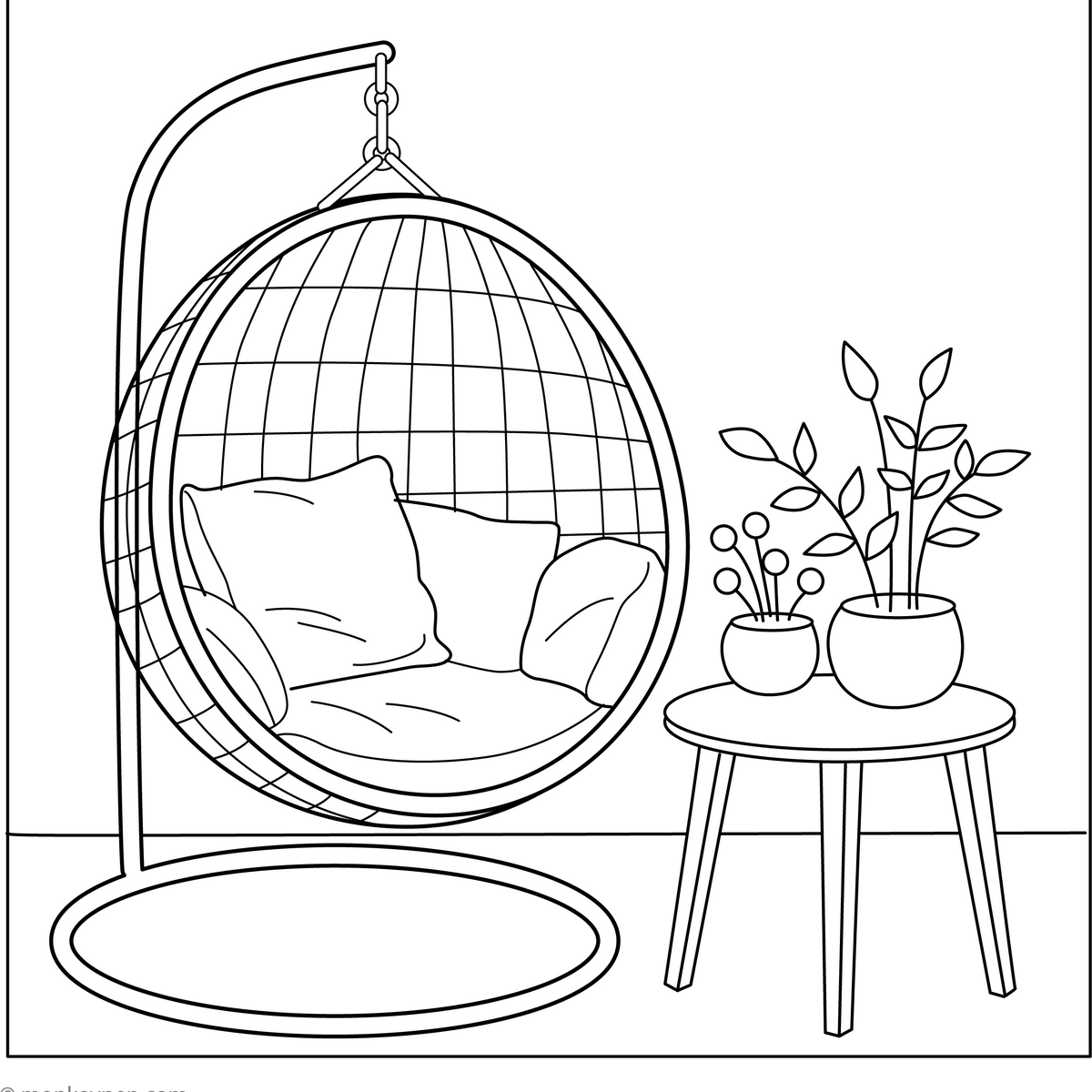 Free Printable Chair Swing Coloring Page for Kids’ Fun