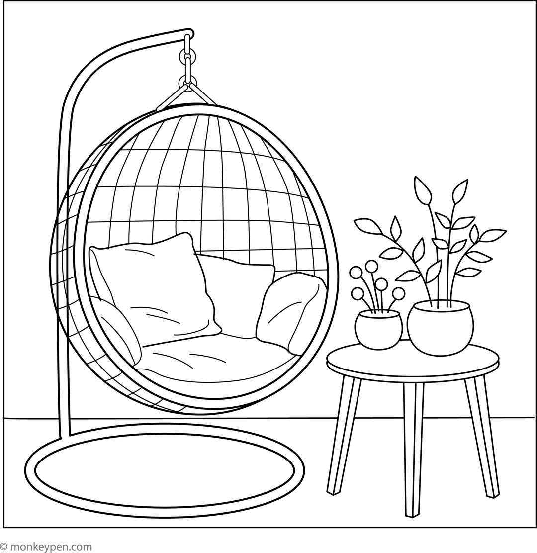 Free Printable Chair Swing Coloring Page for Kids’ Fun