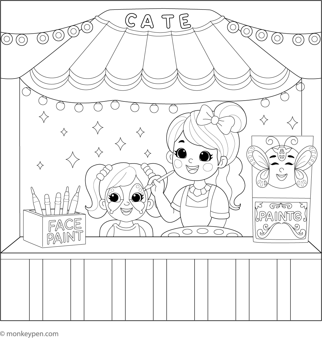 Face Painting Booth | Free Coloring Pages PDF