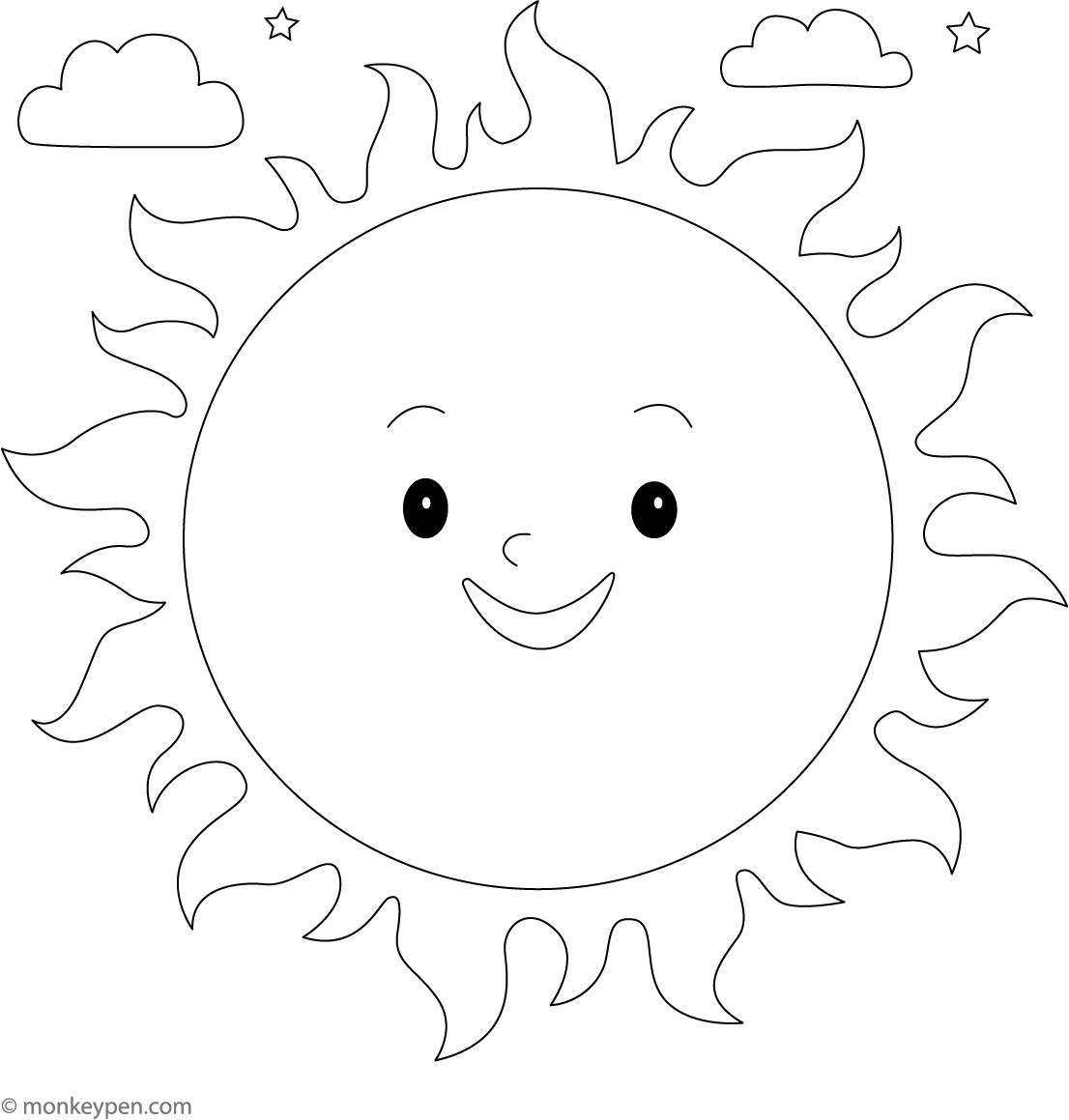 The Sun with Solar Flares | Free Coloring Pages Printable