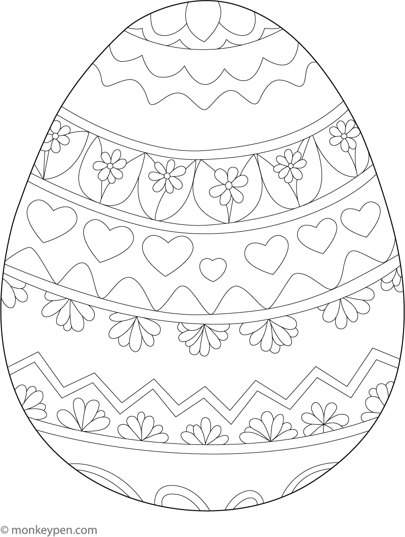 Large Patterned Easter Egg | Fun Easter Coloring Page for Kids