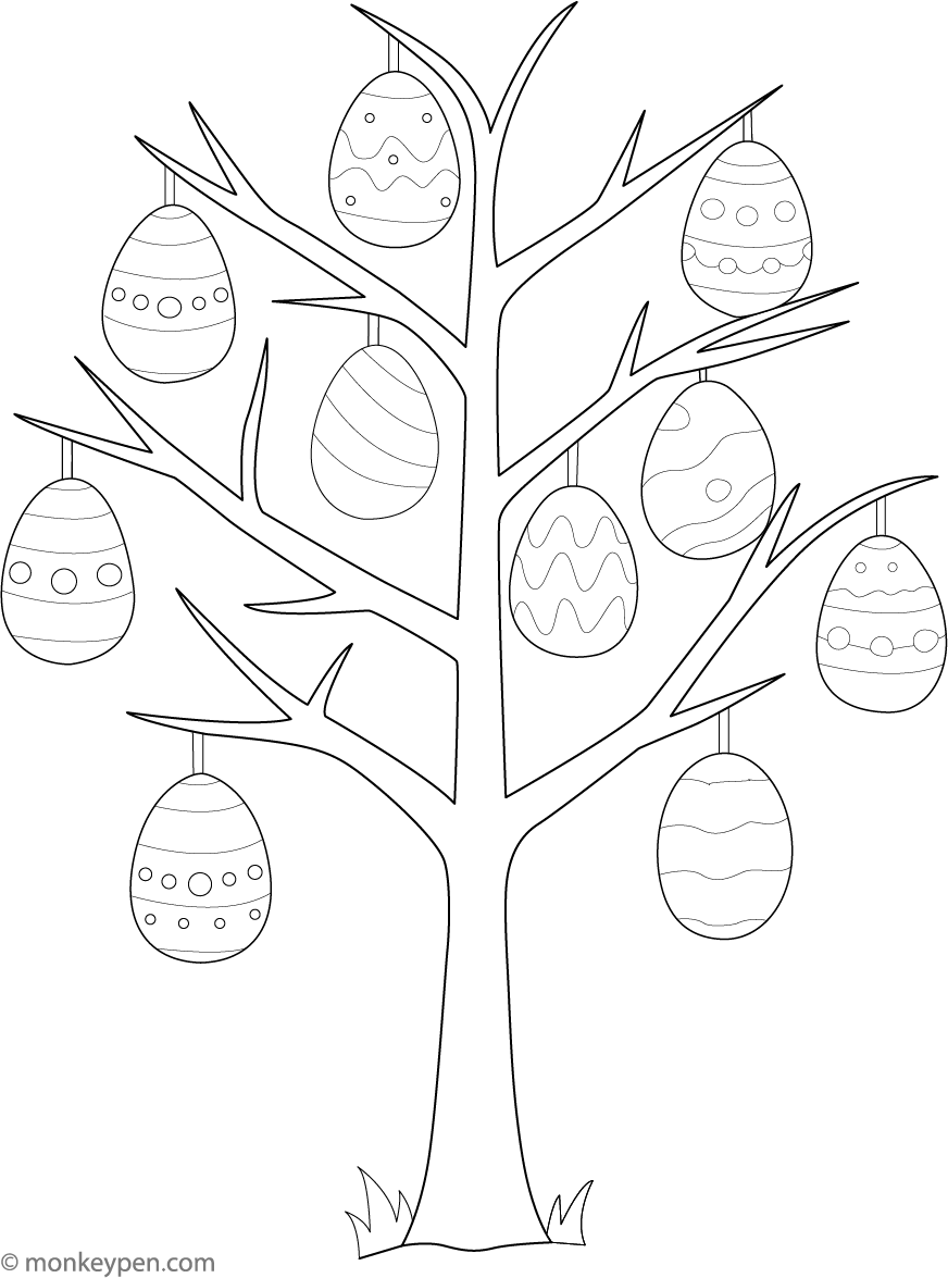 Easter Egg Tree | Free Coloring Page Printable PDF