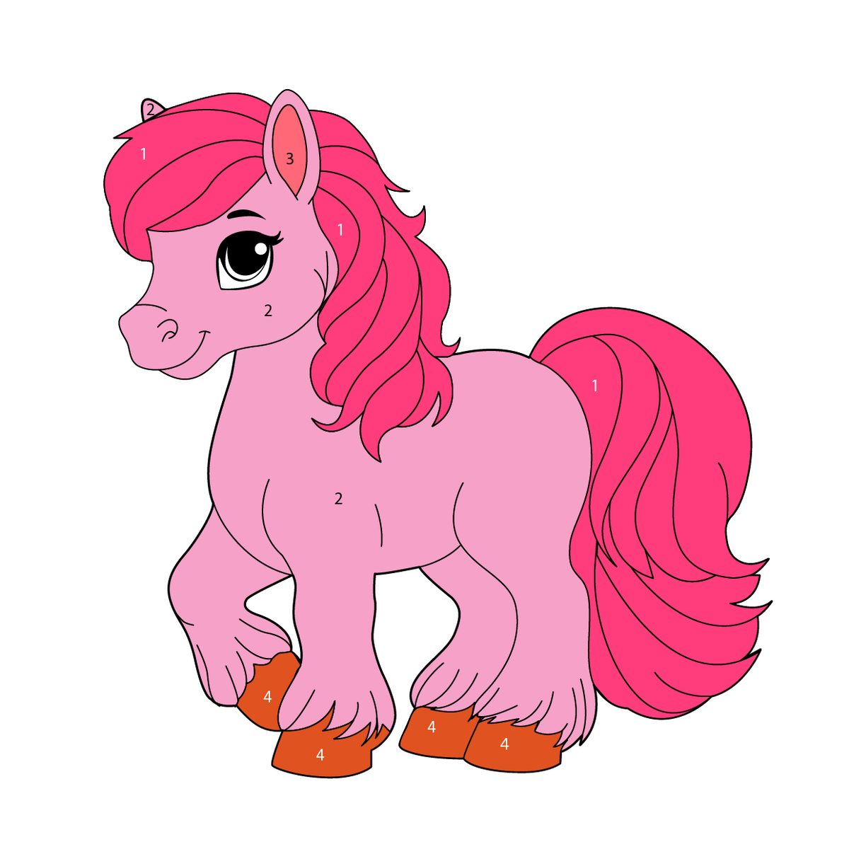 Cartoon Pony Color by Number – Free Coloring Page PDF