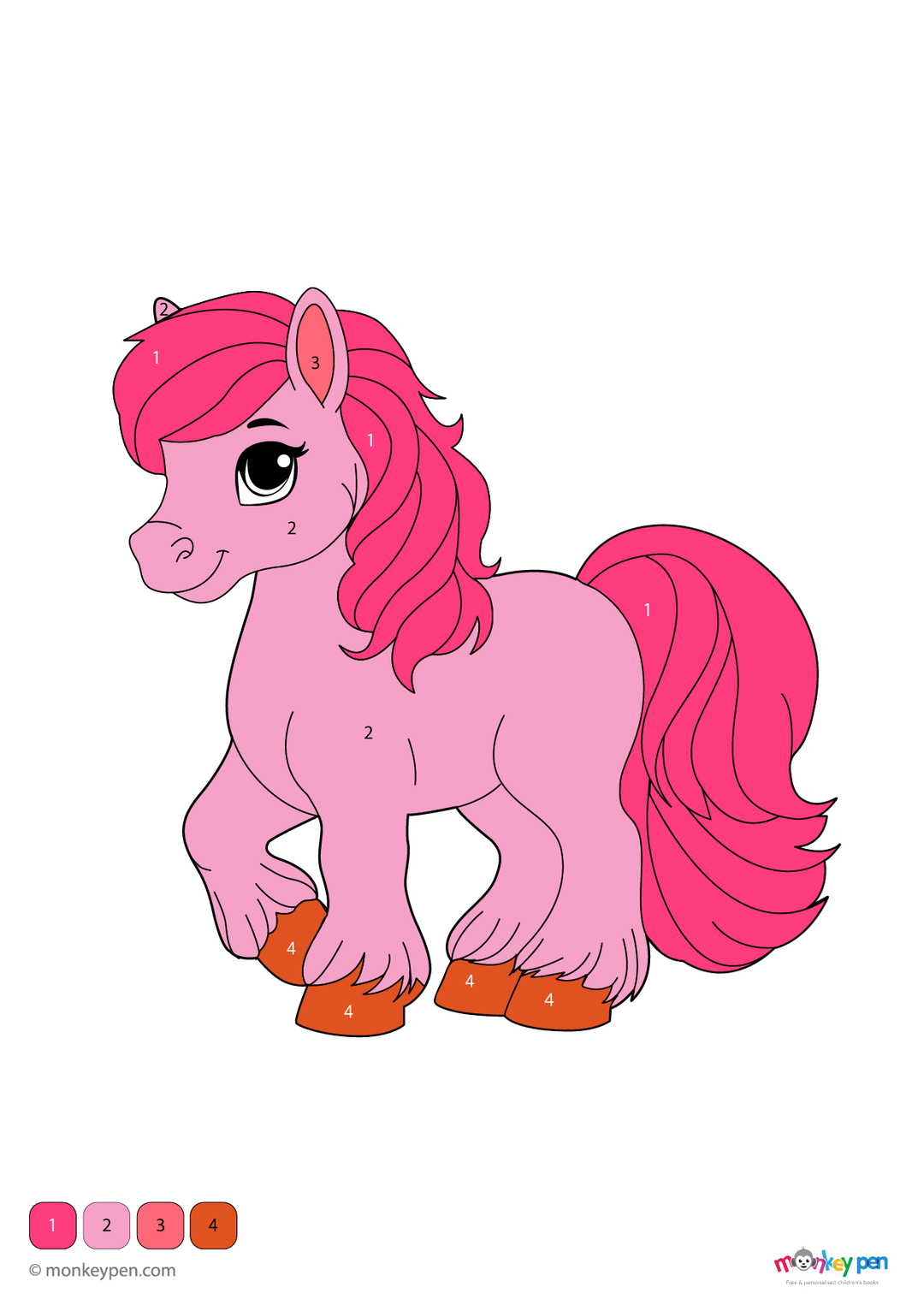 Cartoon Pony Color by Number – Free Coloring Page PDF