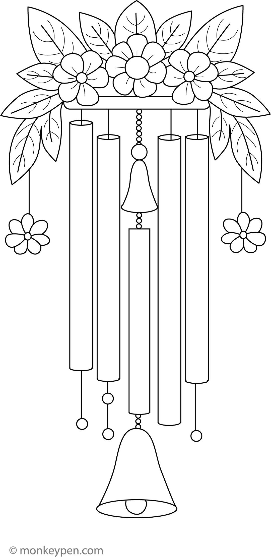 Wind Chimes Coloring Page – Free Printable PDF for Kids