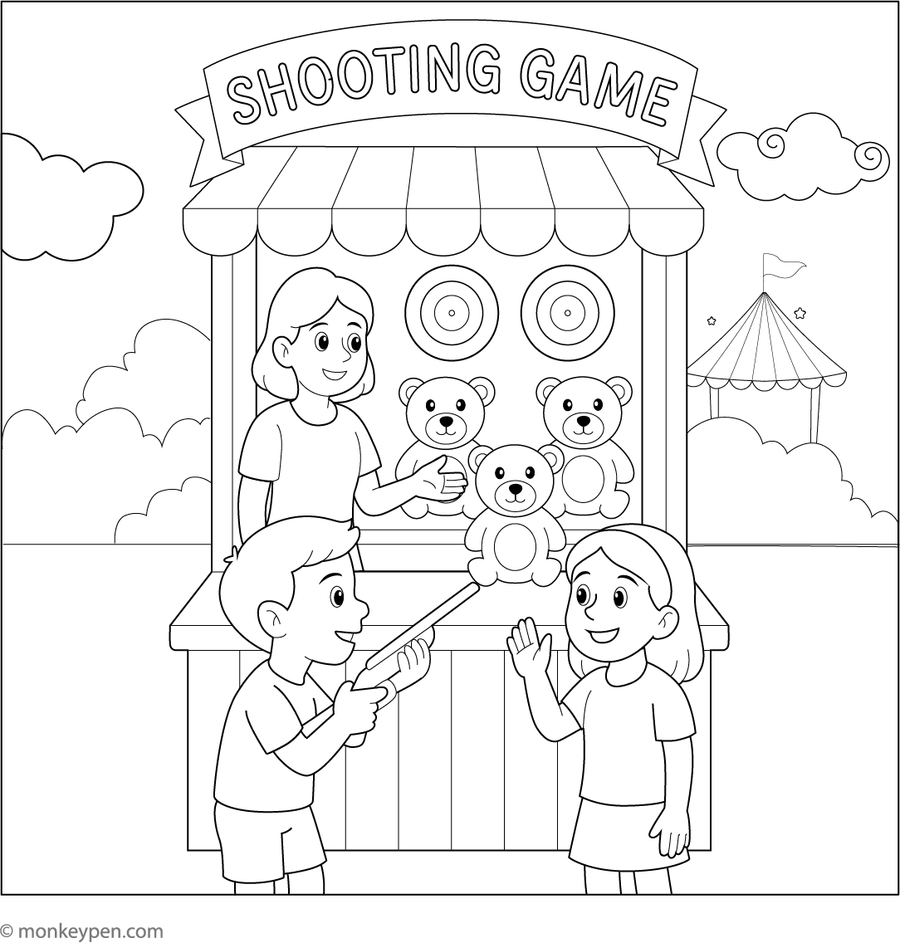 Shooting Game Booth | Free Coloring Pages
