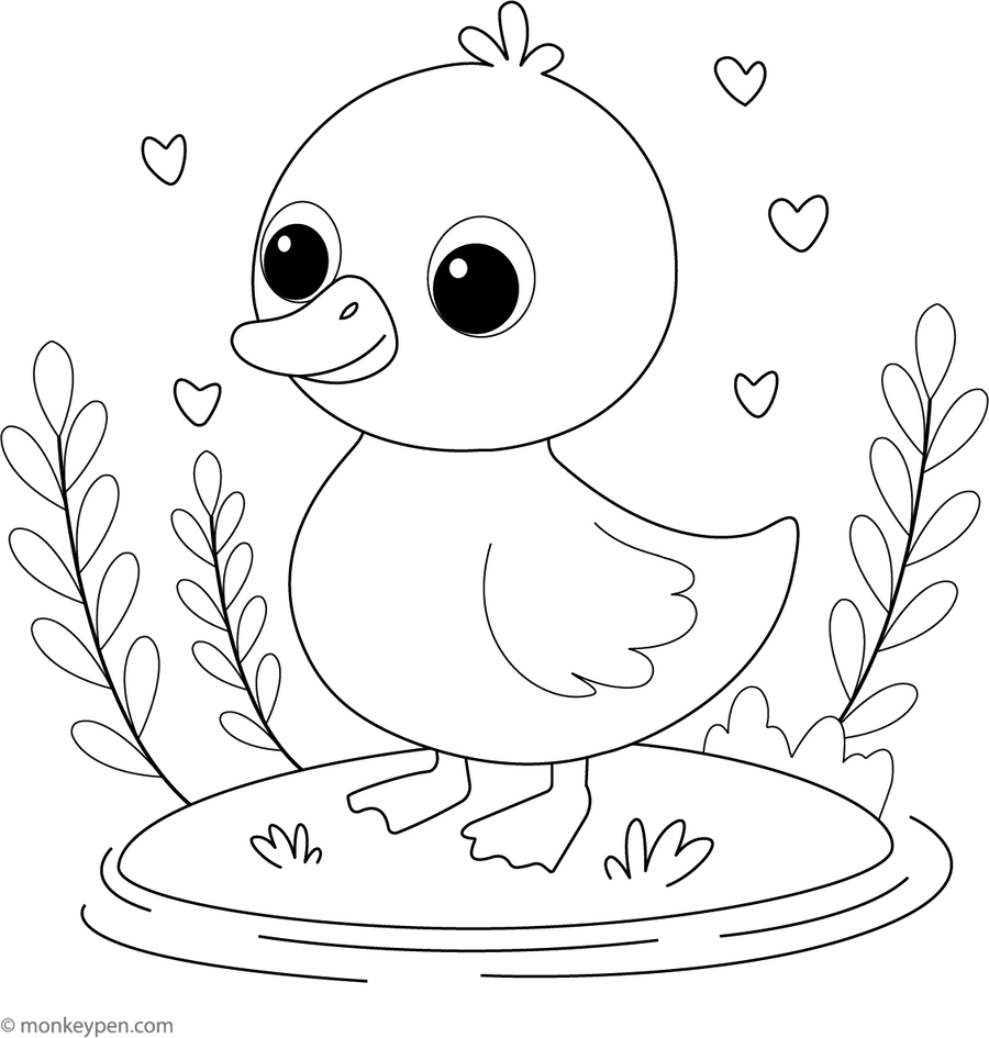 Cute Duck Coloring Page – Farm Animal Printable for Kids